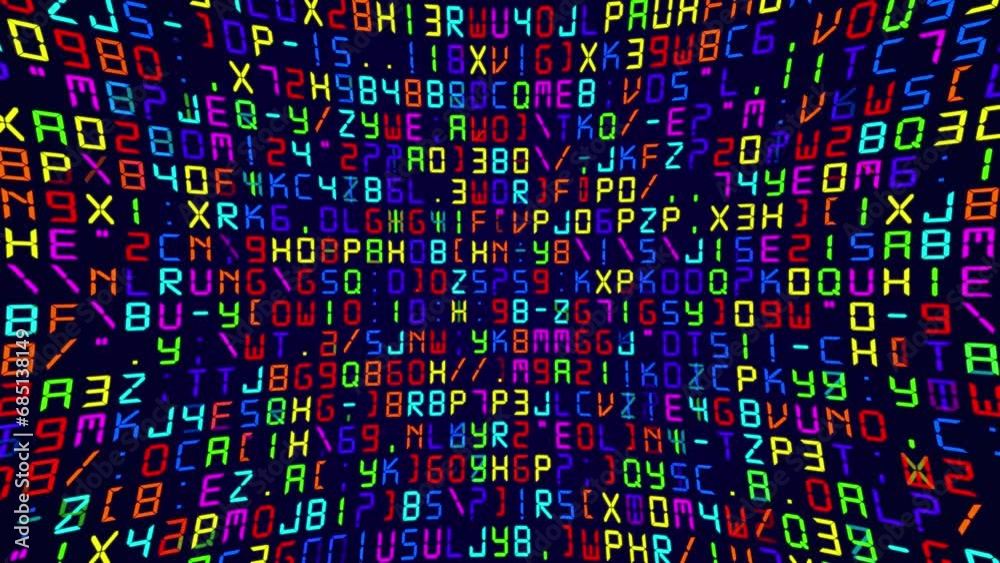 Colorful digital code matrix motion background - flashing multicolored ...