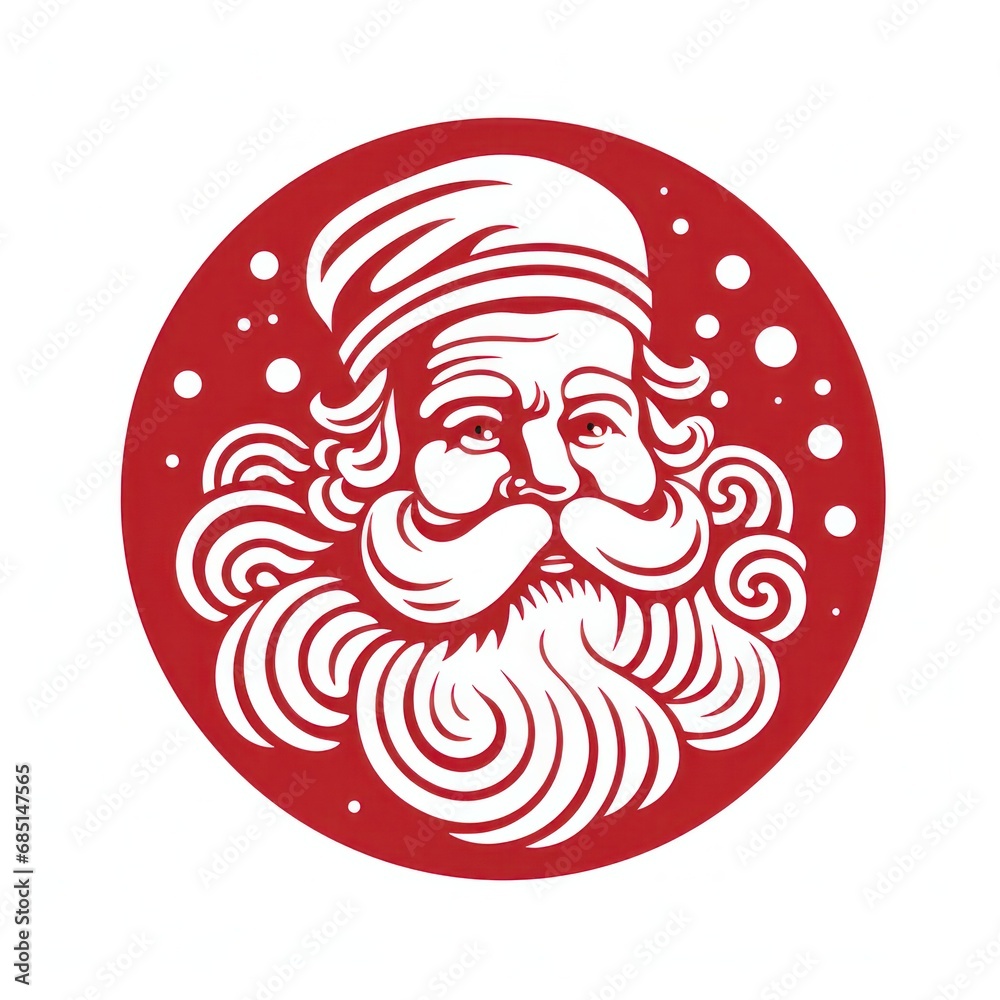 Stylized illustration of santa claus face with red and white color ...