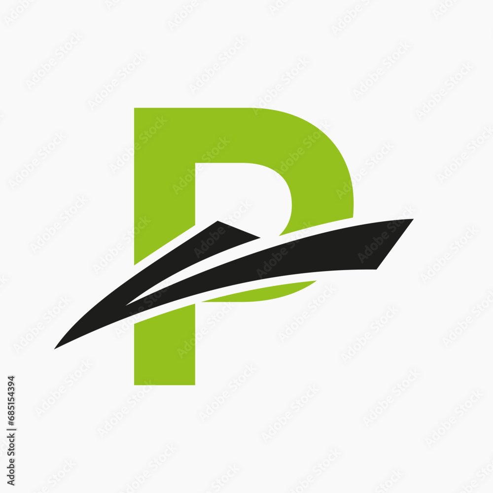 Letter P Shipping Logo Sailboat Symbol. Nautical Ship Sailing Boat Icon ...
