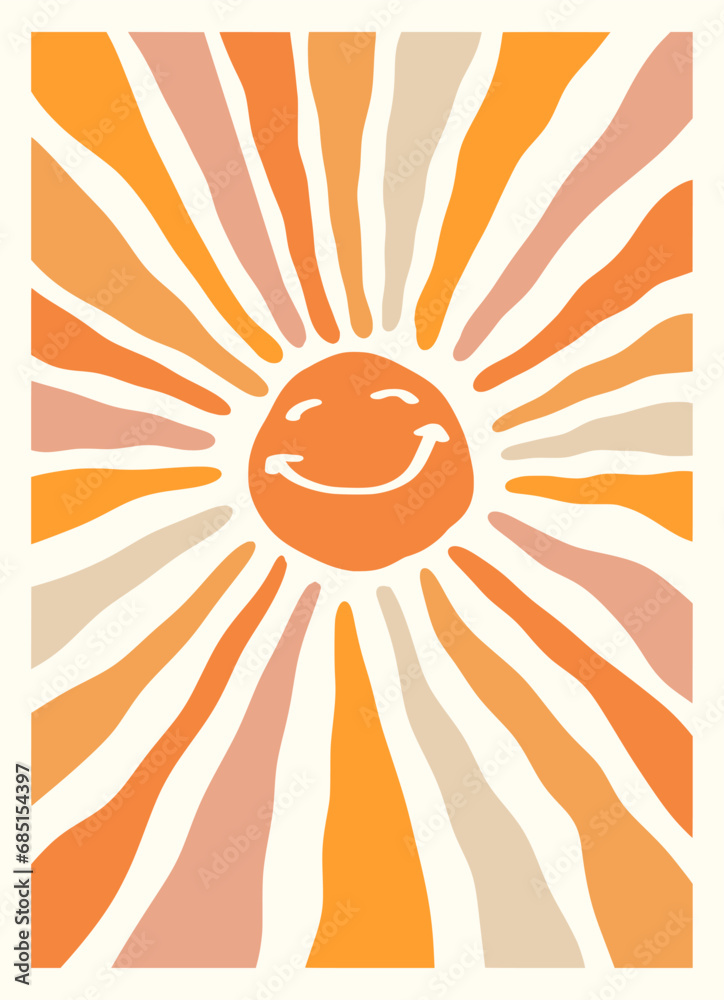 smiling sun organic shapes matisse style, naive art, contemporary ...