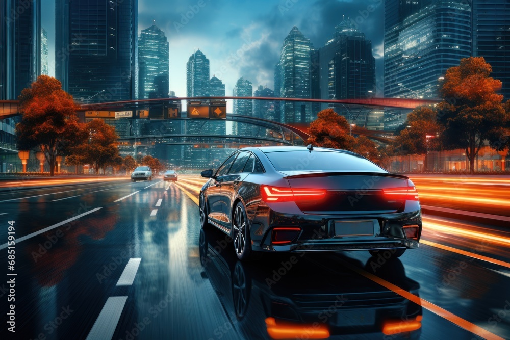 Urban efficiency self driving cars in a city with advanced traffic ...