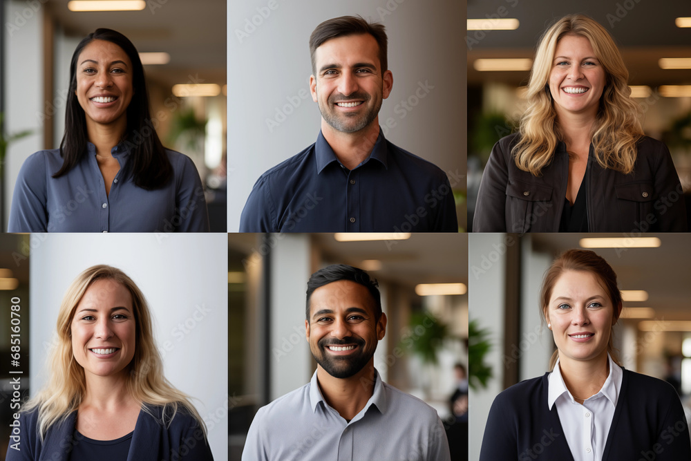 Portraits of employees showcasing company values or mission statements ...