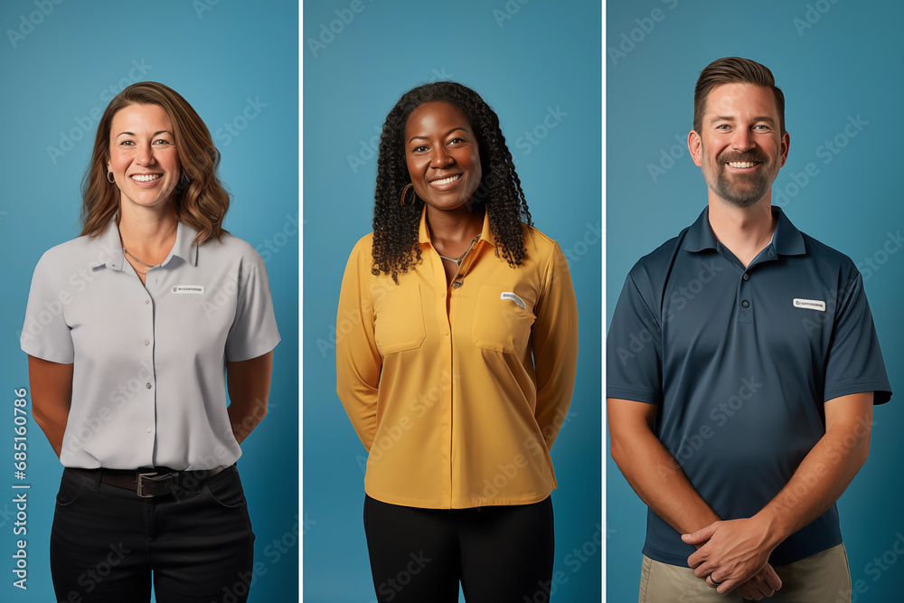 Portraits of employees showcasing company values or mission statements ...