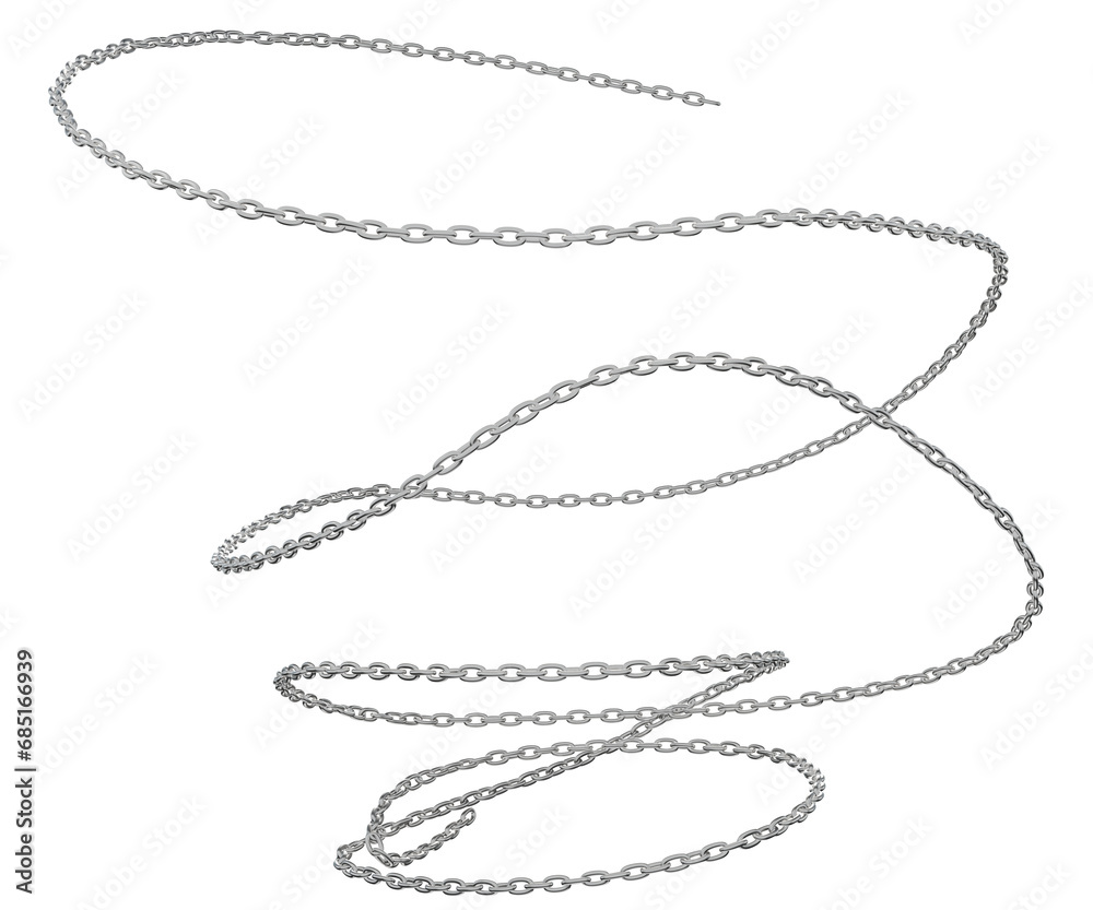 A distorted and twisted steel chain formed into intricate spirals in ...