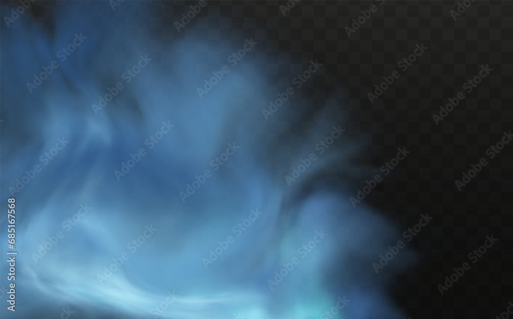 Blue magical fog over the ground.Illustration of night transparent ...