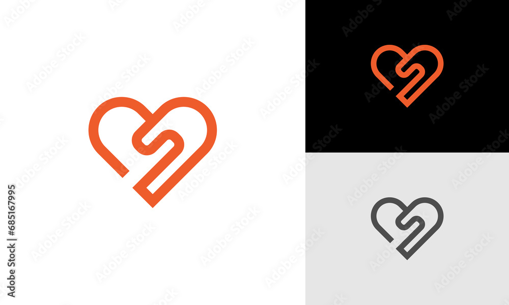 letter s with love or heart logo design Stock Vector | Adobe Stock
