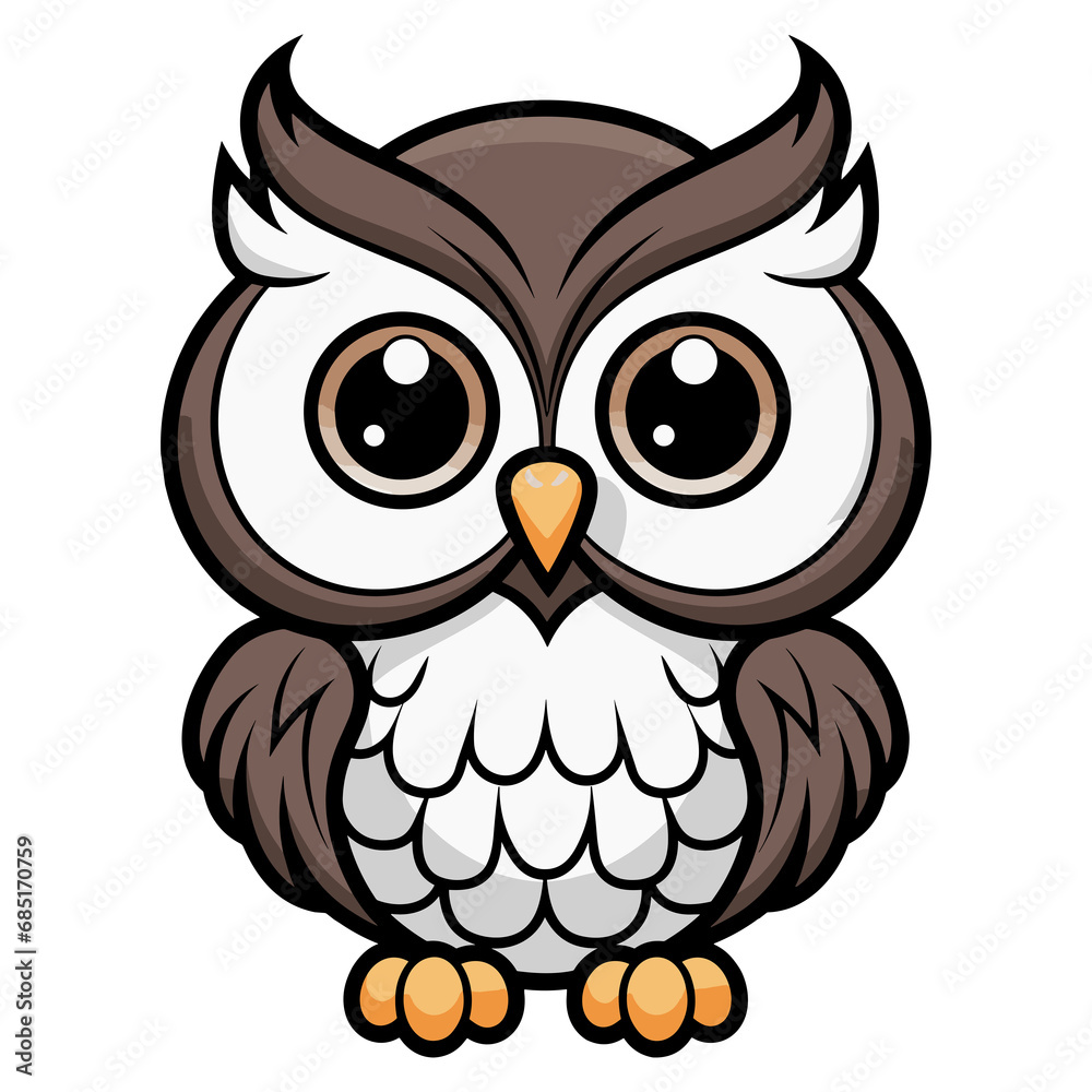 Owl cartoon illustration, isolated on transparent background. Stock ...