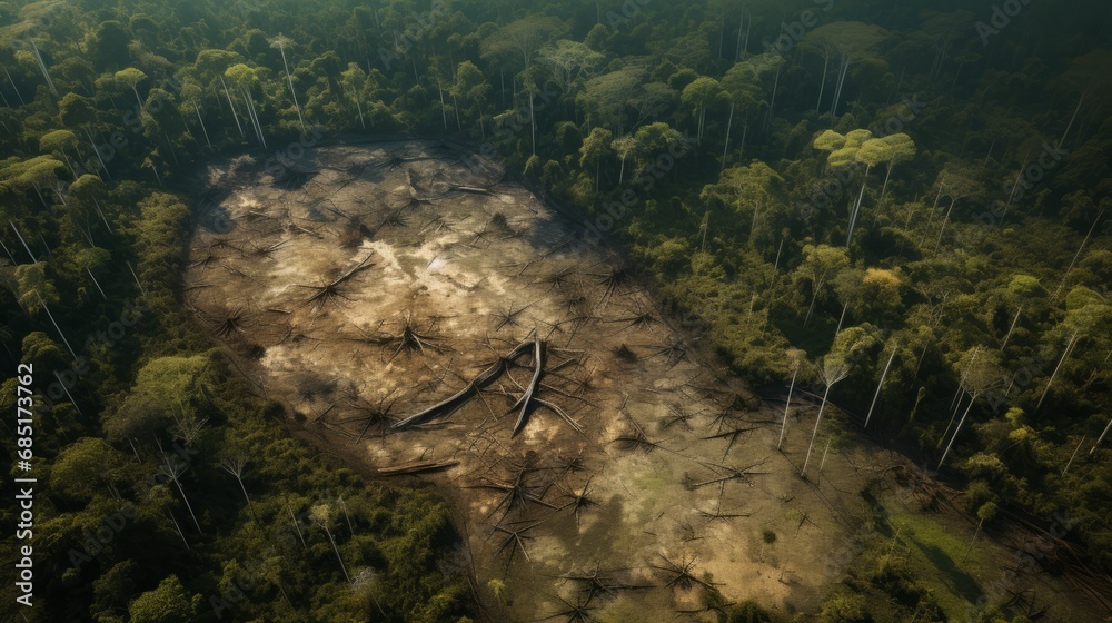 The drone captures a devastating aerial view of illegal deforestation ...