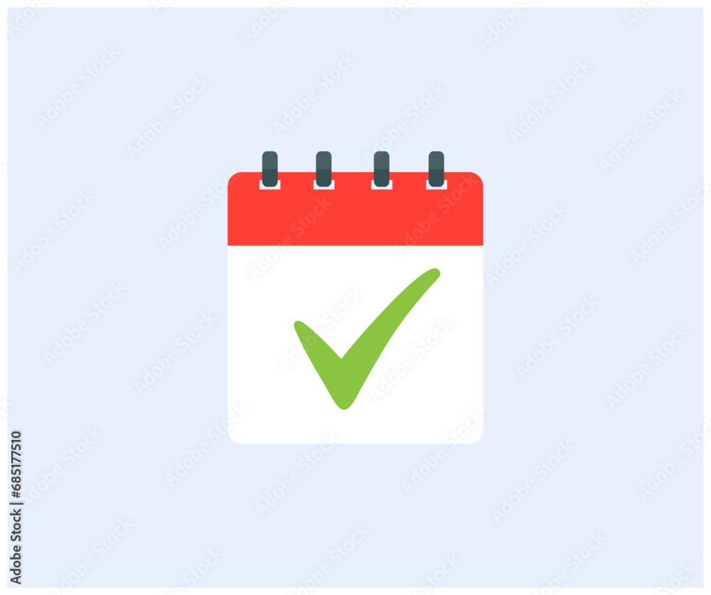 Calendar with check mark icon. Reminder organizer event signs. Calendar ...