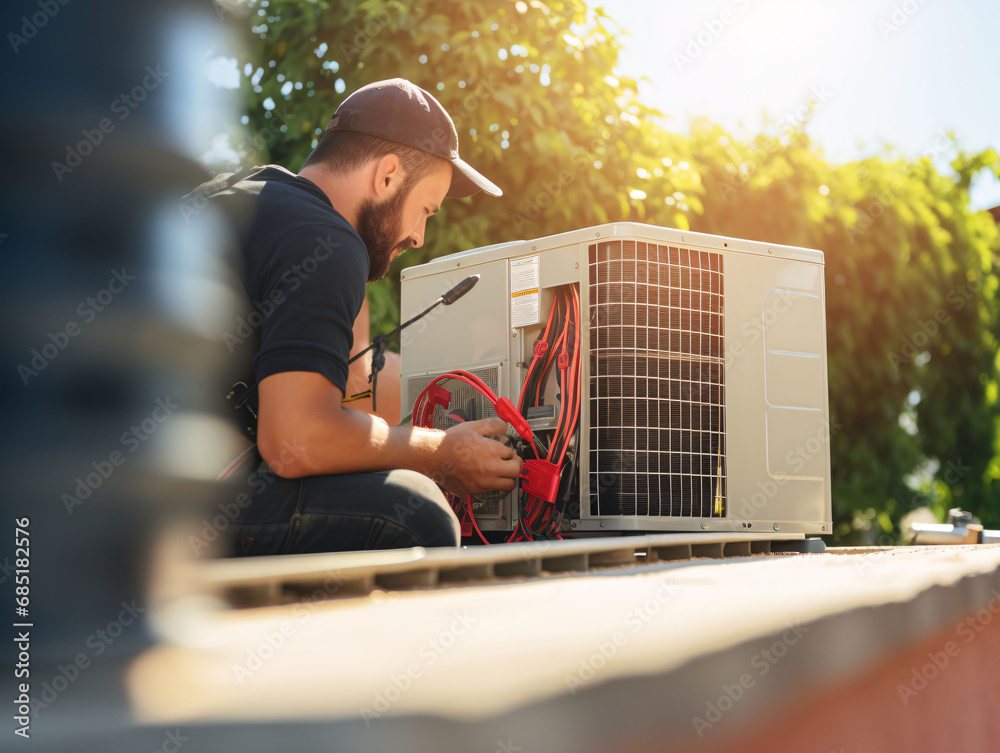 HVAC engineer install heat recovery ventilation system for new house ...