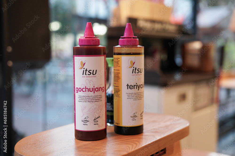 Itsu sauces. itsi sushi restaurant sauces gochujang and teriyaki ...