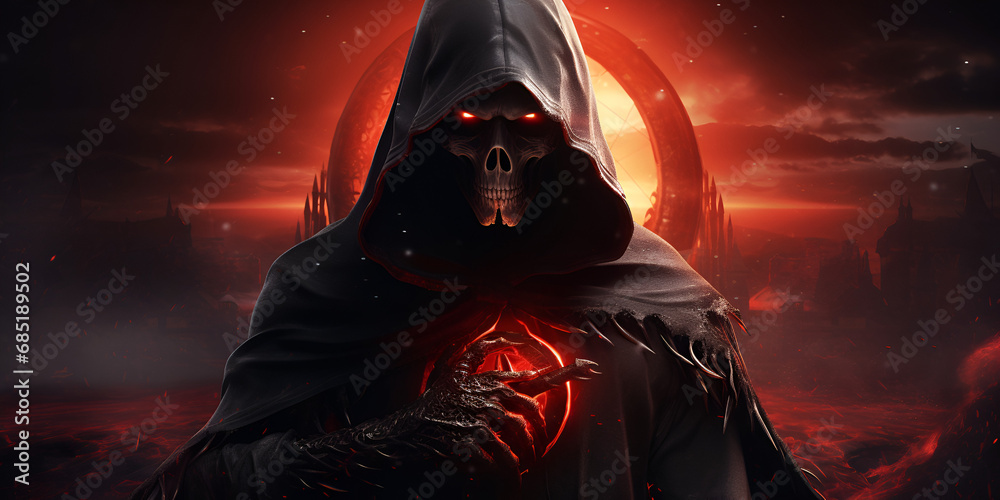 vampire in the dark,A fantasy dark lord wearing black robes and a black ...