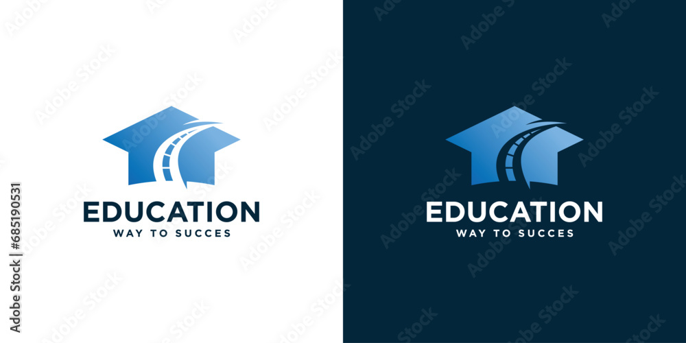 Education Way Logo Design. College Graduation Cap Campus Way to Succes ...