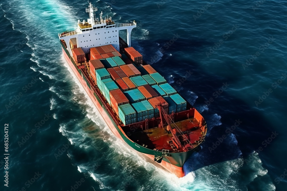 ocean container ship. Container ship or cargo shipping business ...