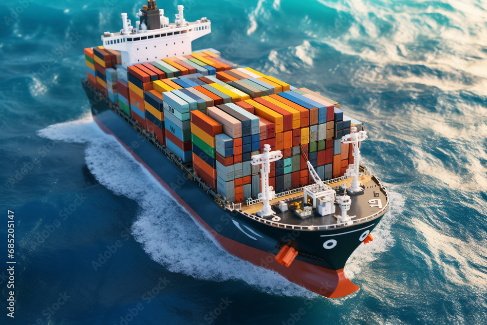 ocean container ship. Container ship or cargo shipping business ...