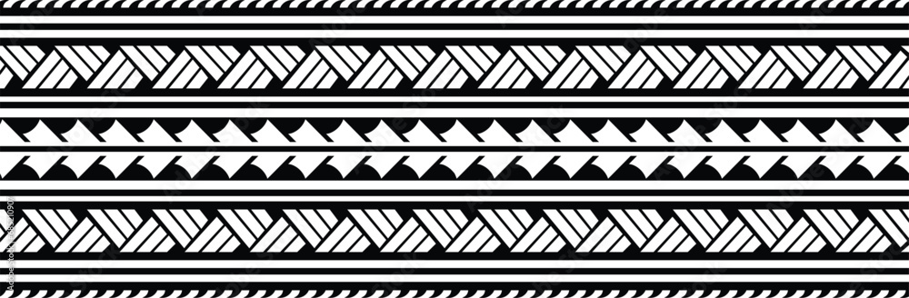 Vecteur Stock Polynesian tattoo tribal border vector. Samoan maori band ...