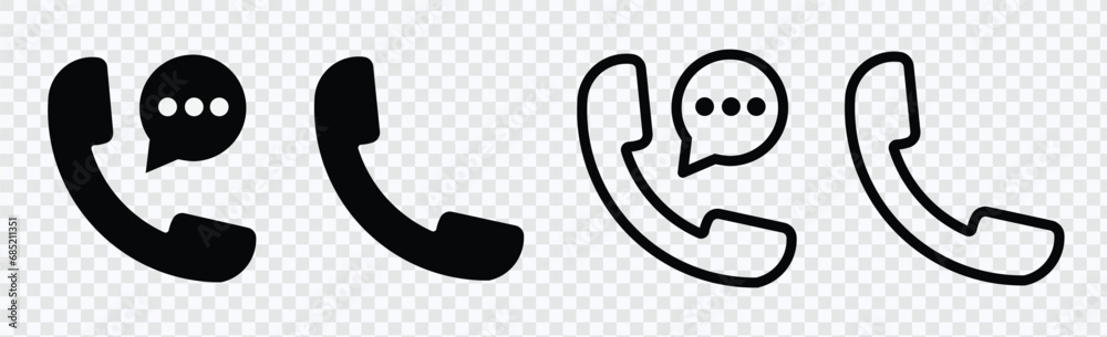 Elevate your design with our Phone Icon Set, featuring telephone call ...
