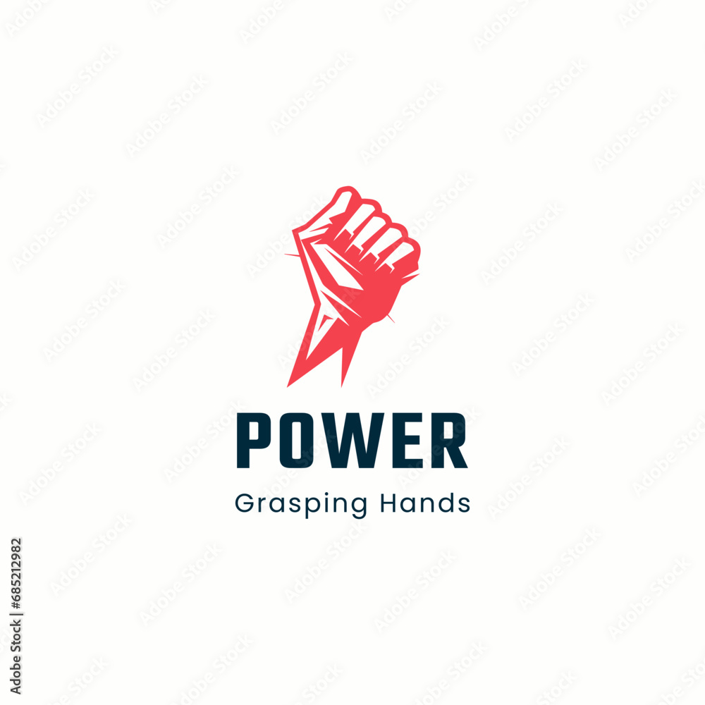 hands clenched power strength icon logo vector.Fist male hand ...