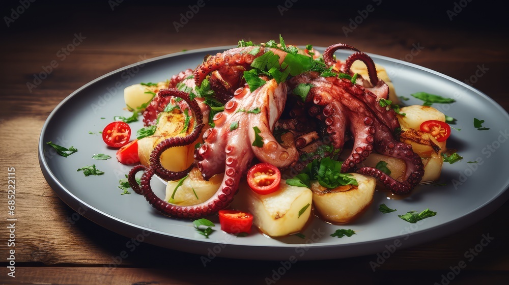 potato octopus seafood food octopus illustration delicious cuisine ...