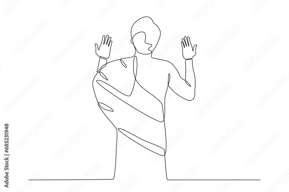 Back view of a man praying in Mecca. Hajj one-line drawing Stock Vector ...