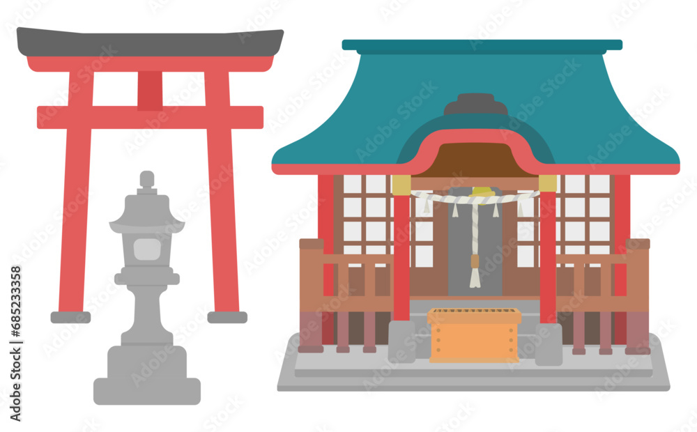 神社のイラストセット Stock-Vektorgrafik | Adobe Stock