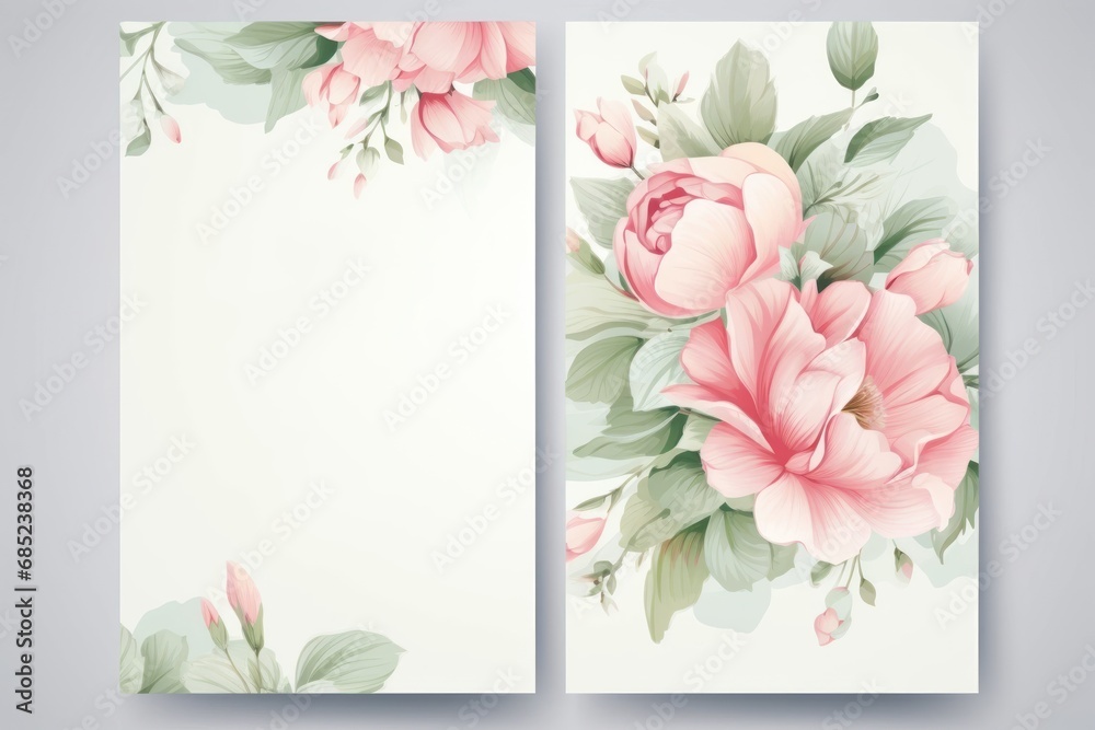 Two-tone floral wedding invitation card template design For designing ...