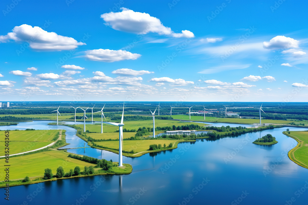 Wind turbines, water treatment and bio energy facility and solar panels ...