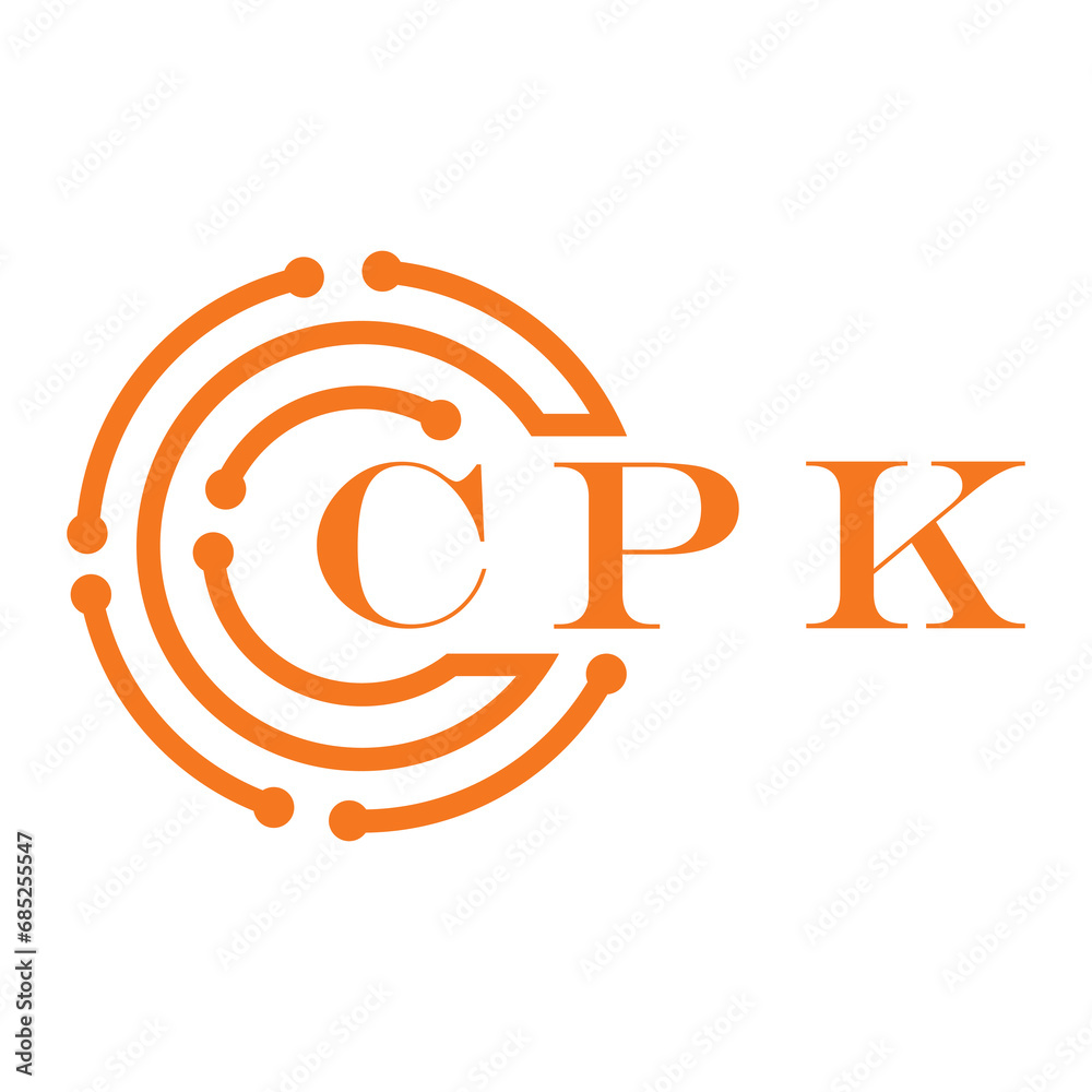 CPK letter design. CPK letter technology logo design on white ...