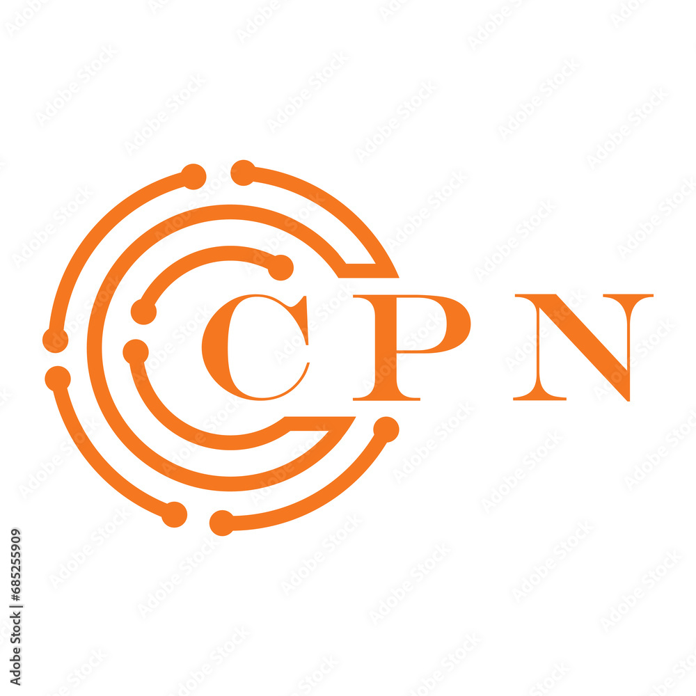 CPN letter design. CPN letter technology logo design on white ...