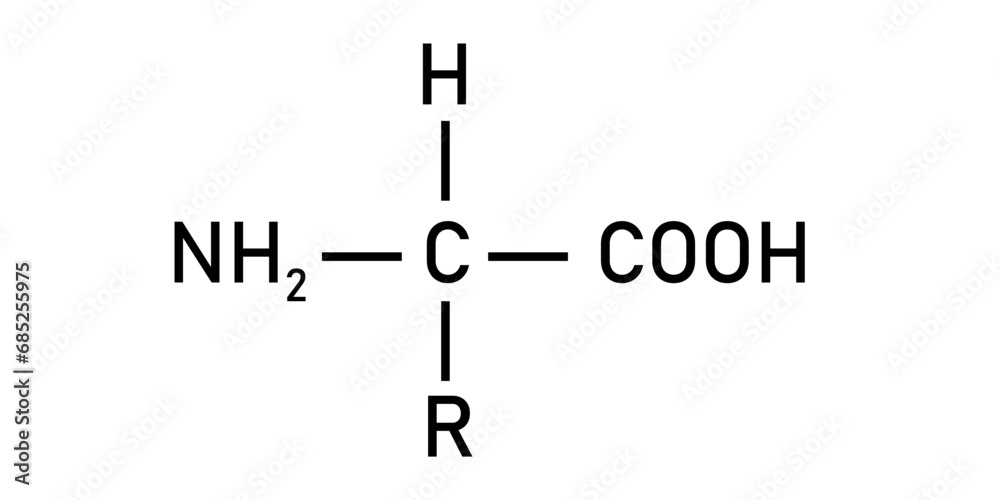 Skeletal formula of L-alanine. Chemical structure of Alanine (C3H7NO2 ...