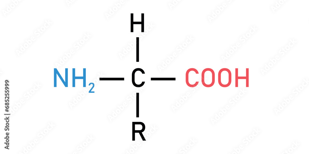 Skeletal formula of L-alanine. Chemical structure of Alanine (C3H7NO2 ...