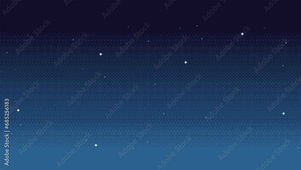 Pixel art night sky background with stars. Seamless backdrop in retro ...
