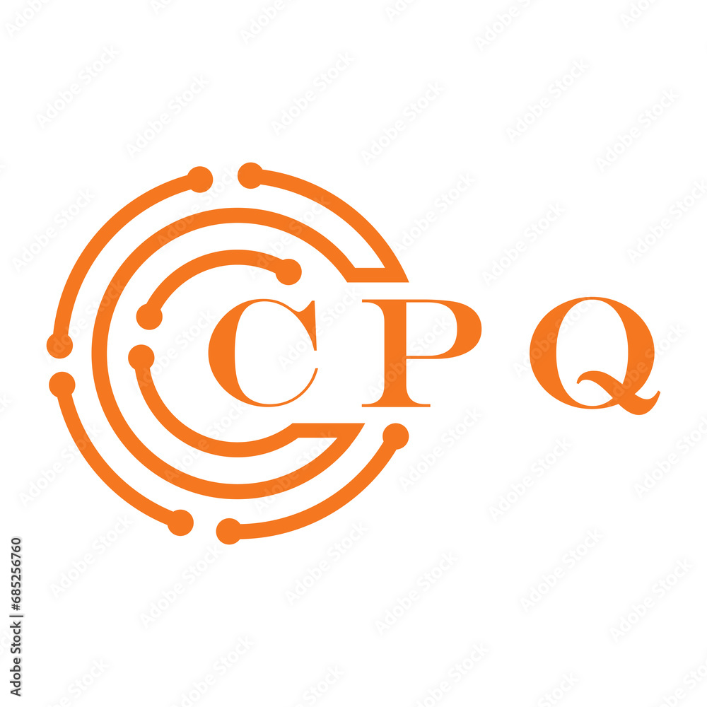 CPQ letter design. CPQ letter technology logo design on white ...