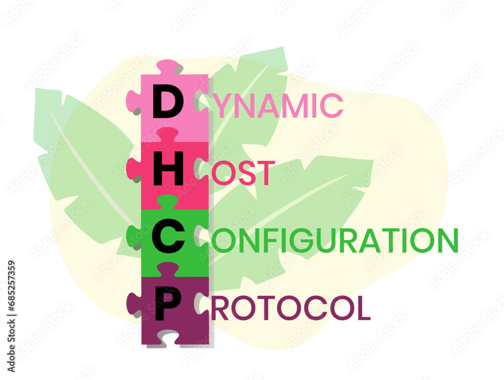 DHCP - Dynamic Host Configuration Protocol acronym, business concept ...