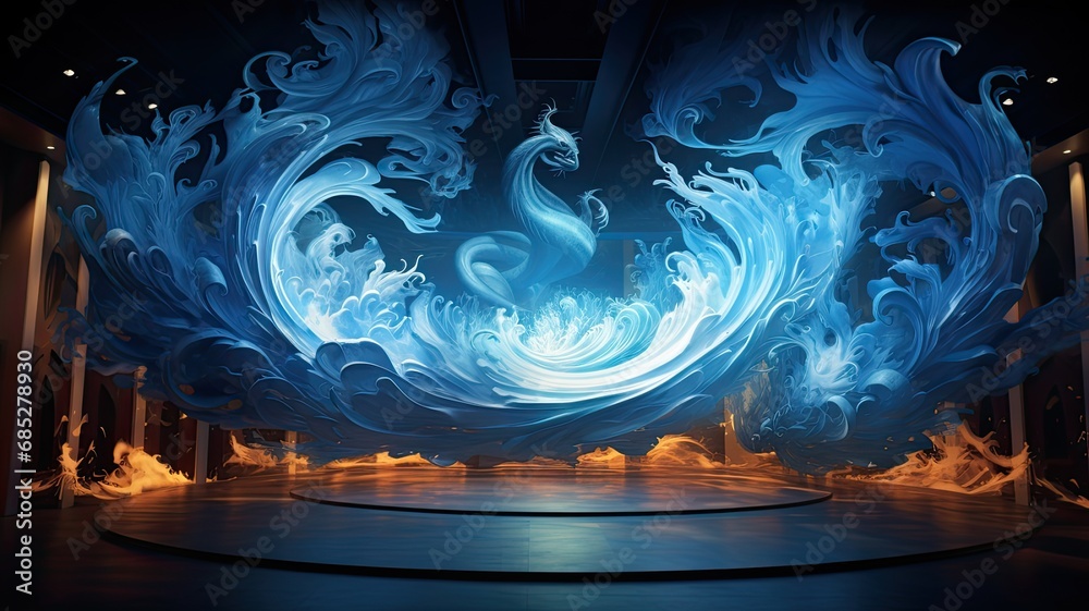 Visuals of digital art projections on 3D walls, demonstrating the use ...