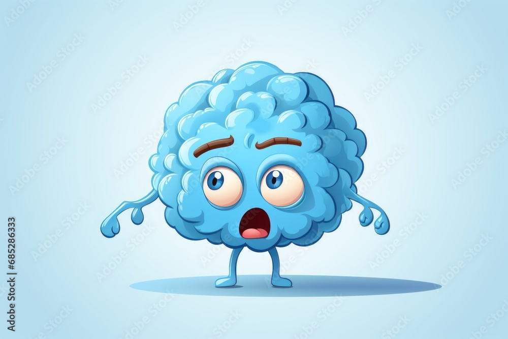 A cartoon brain with a surprised expression on its face. This image can ...
