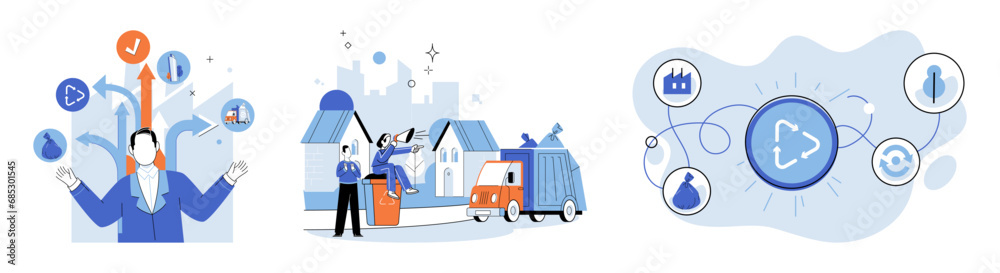 Waste disposal. Vector illustration. Recycling is powerful tool in ...