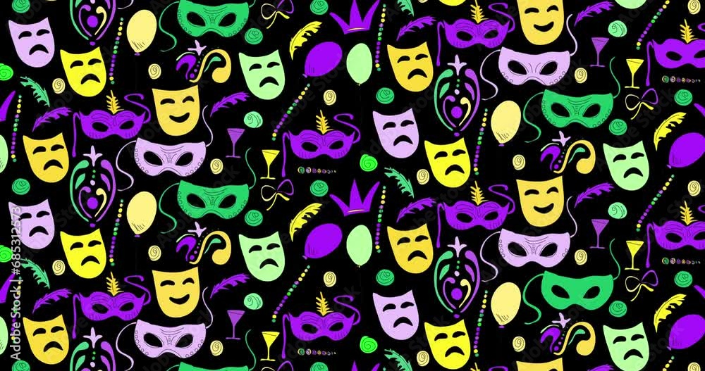 Mardi Gras Fat Tuesday. Animation background with beautiful Fleur-de ...