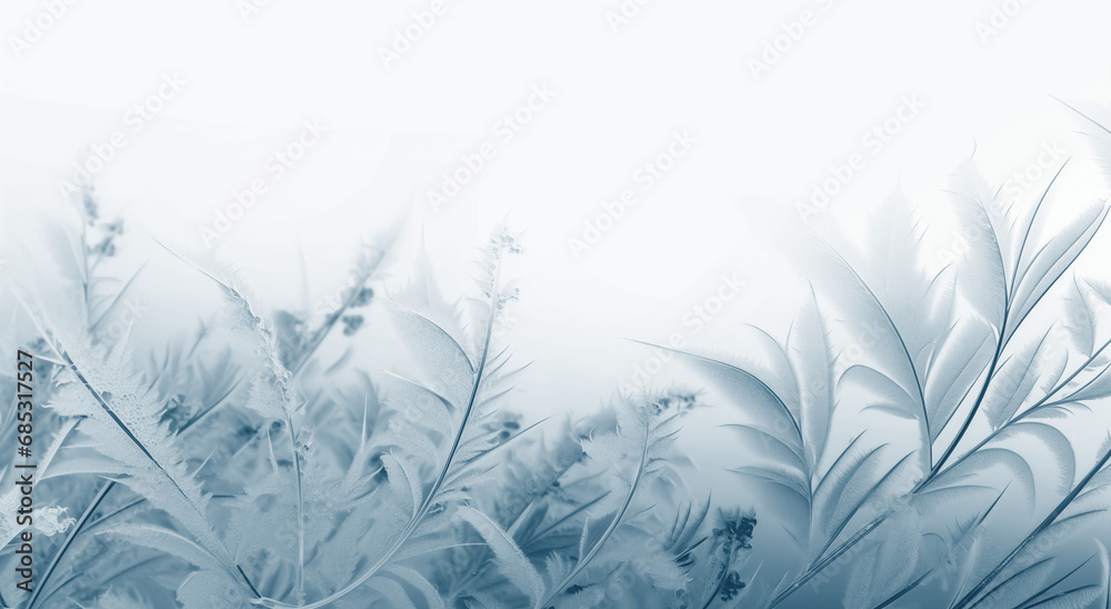 Transparent image of frost-covered plants in winter. Winter nature ...