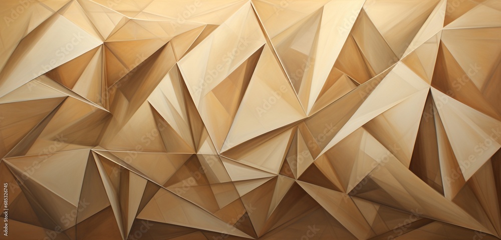 Interlocking triangles casting dynamic shadows on a beige canvas ...