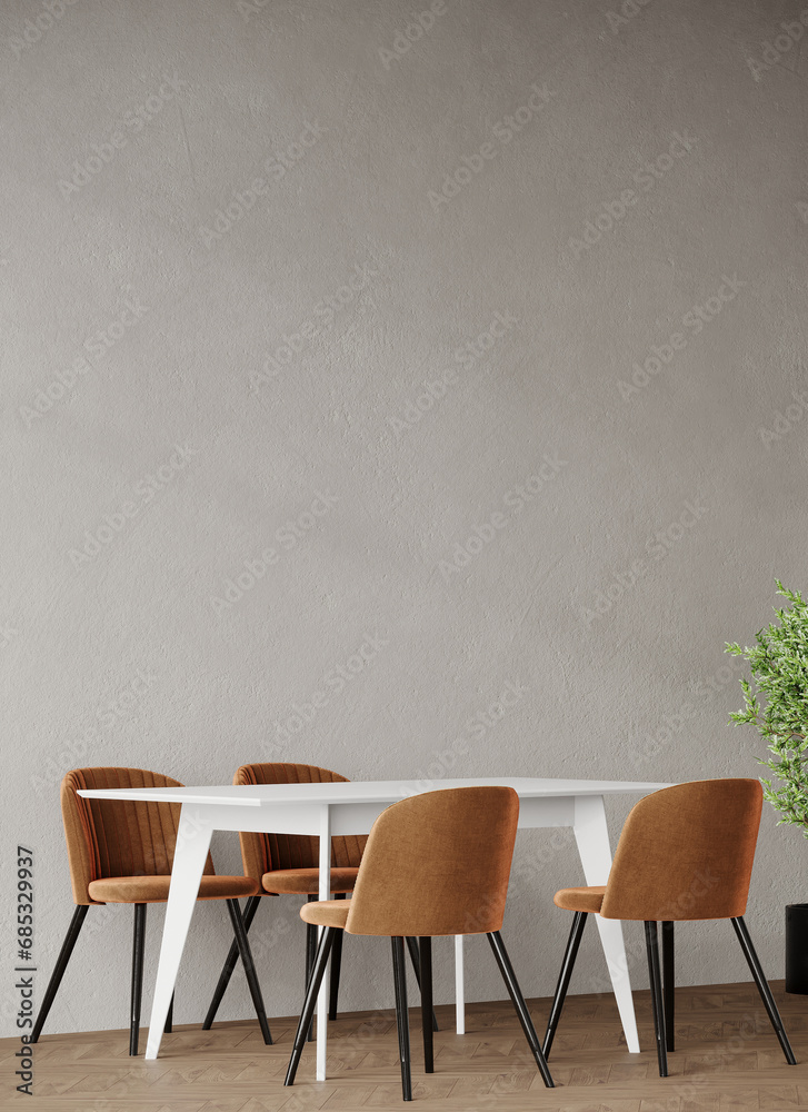 Meeting room or diningroom with large white table and brown beige ...