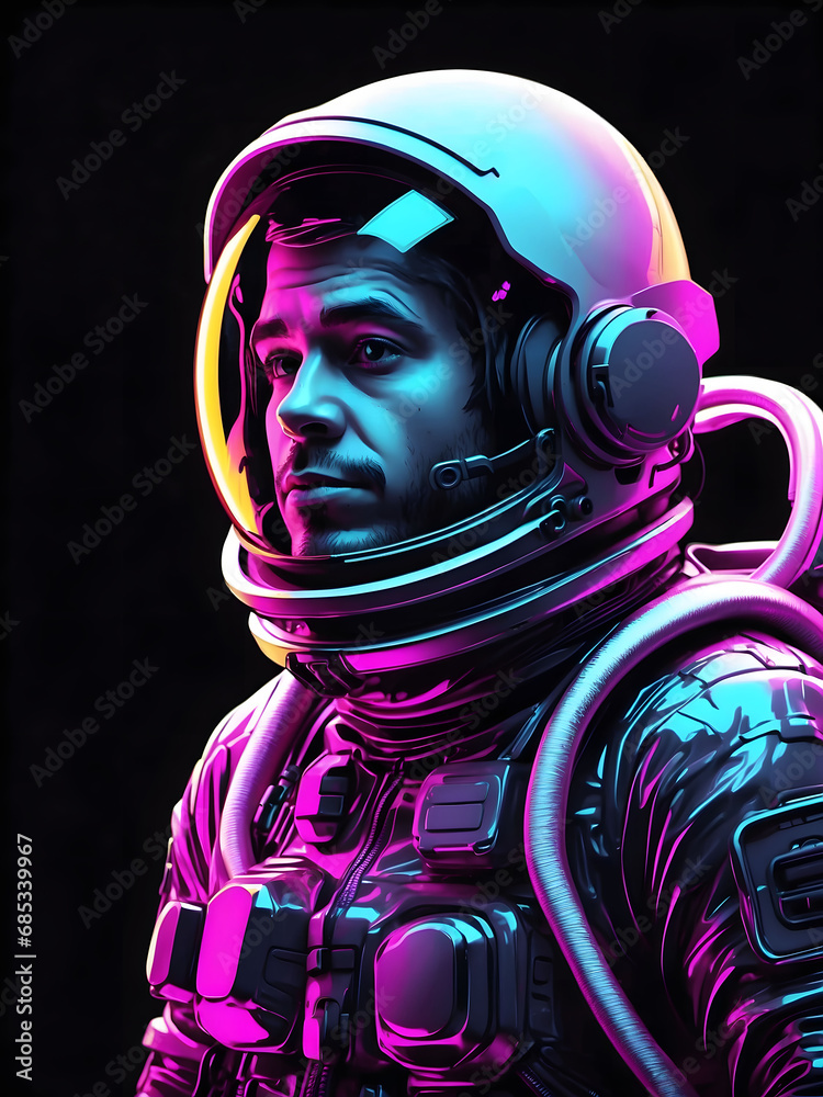 Astronaut in space suit on dark background. 3D rendering, astronaut ...