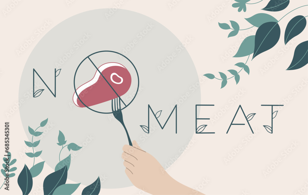 This banner boldly showcases the No Meat text, emphasizing the concept ...