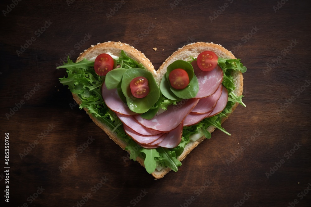 Heart-shaped sandwich, a romantic twist to a classic, symbolizing love ...