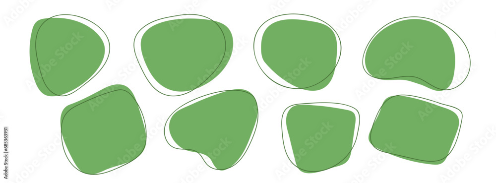 Blob shape abstract green color with line vector illustration isolated ...