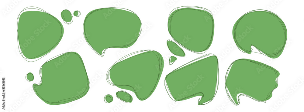 Blob shape abstract green color with line vector illustration isolated ...