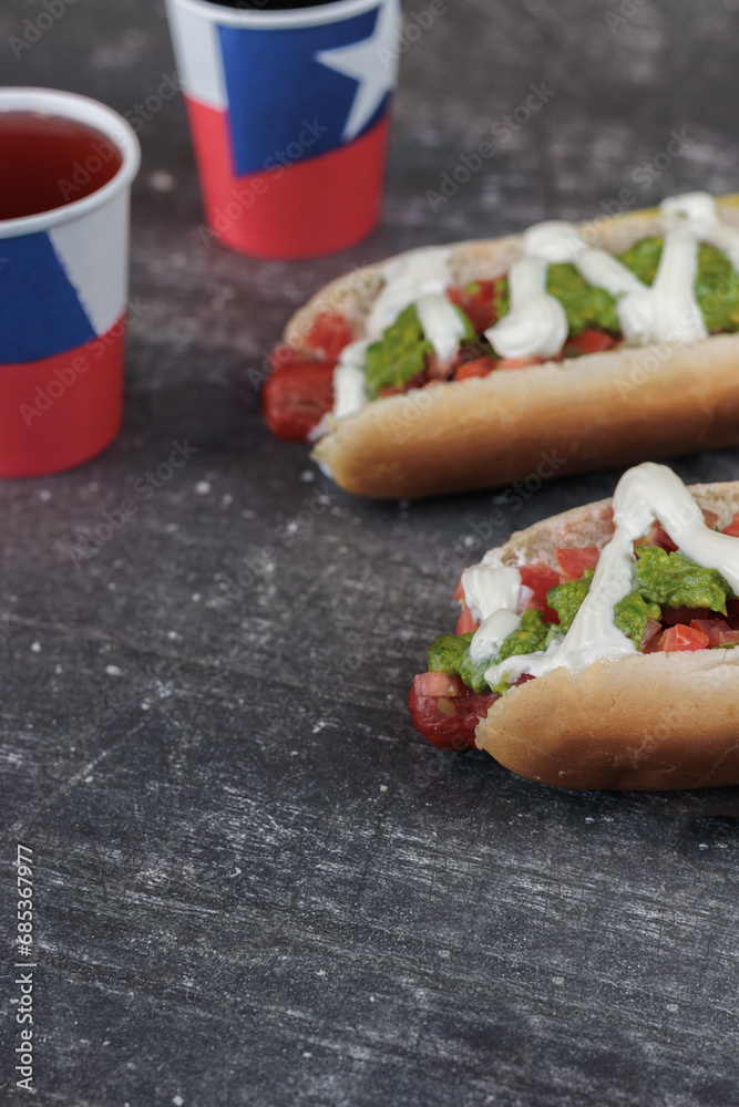 Completo Italiano Chileno: hot dog bun with vianesa, tomato, palta and ...