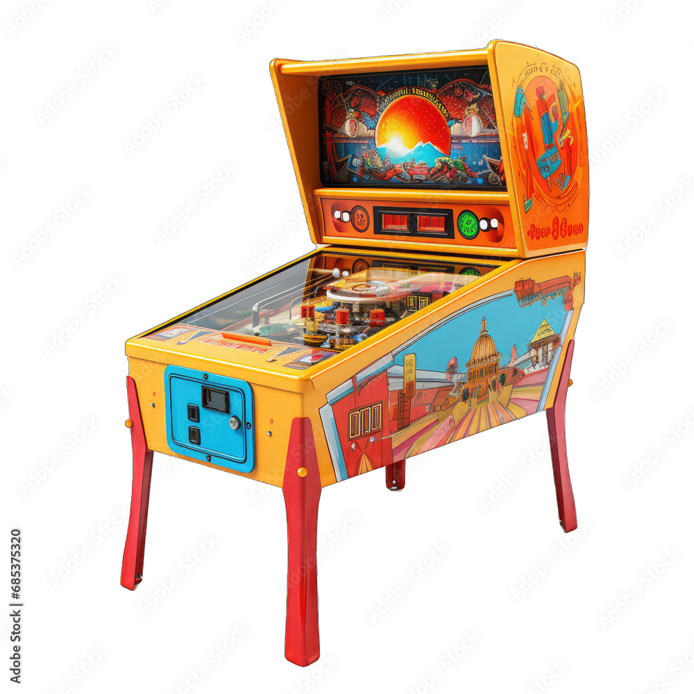 Retro Pinball Machine. A Vibrant Retro Pinball Machine Isolated to ...