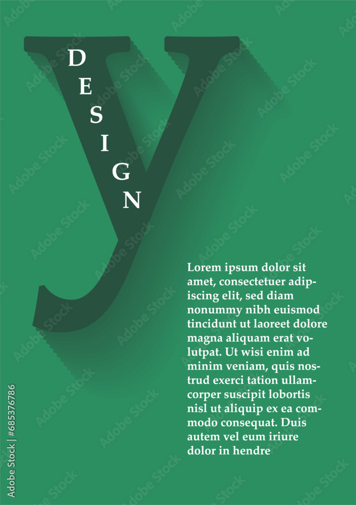 Poster with letter concept. Dark Y at green background. Abstract ...