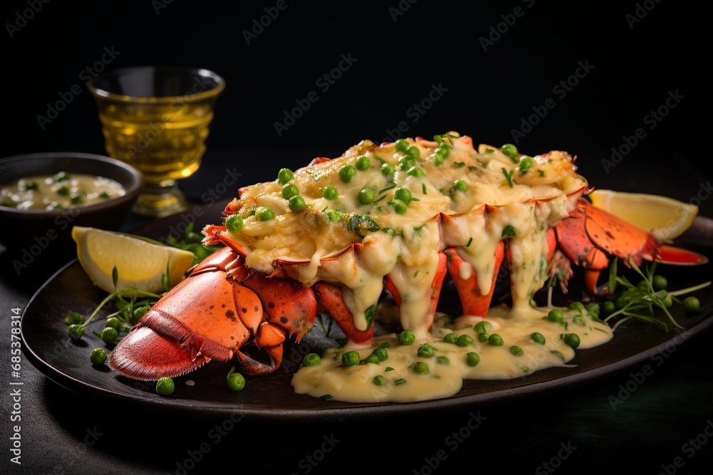 Lobster Thermidor, an opulent delicacy: Rich lobster meat enveloped in ...